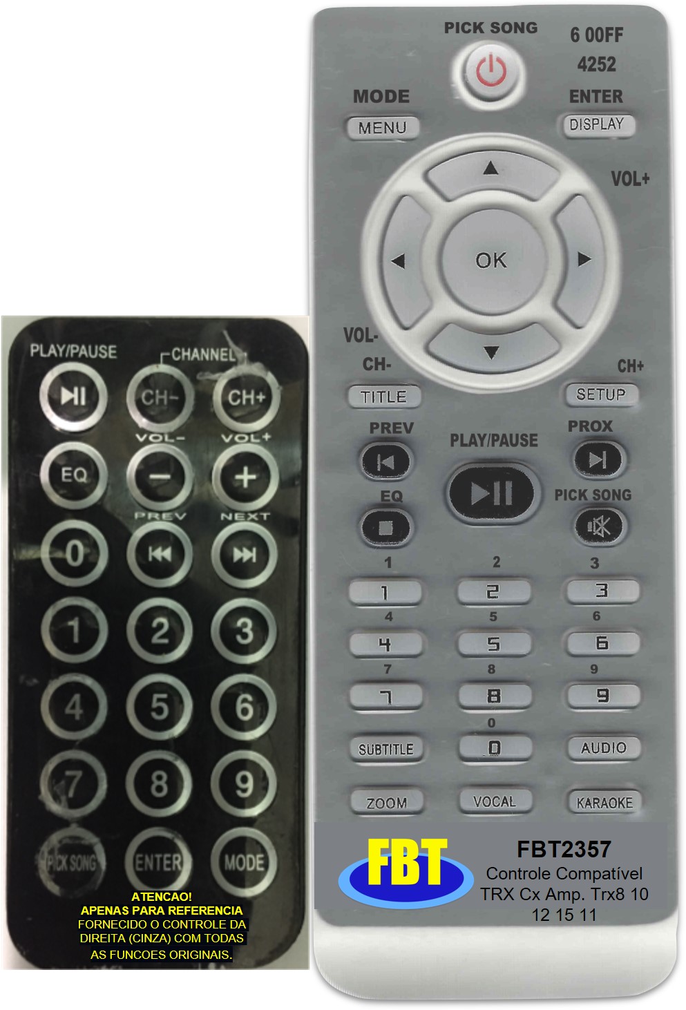 Controle Remoto Compatível P/ TRX CX AMP TRX8 10 12 15 FBT2357 - FBT CONTROLE REMOTO