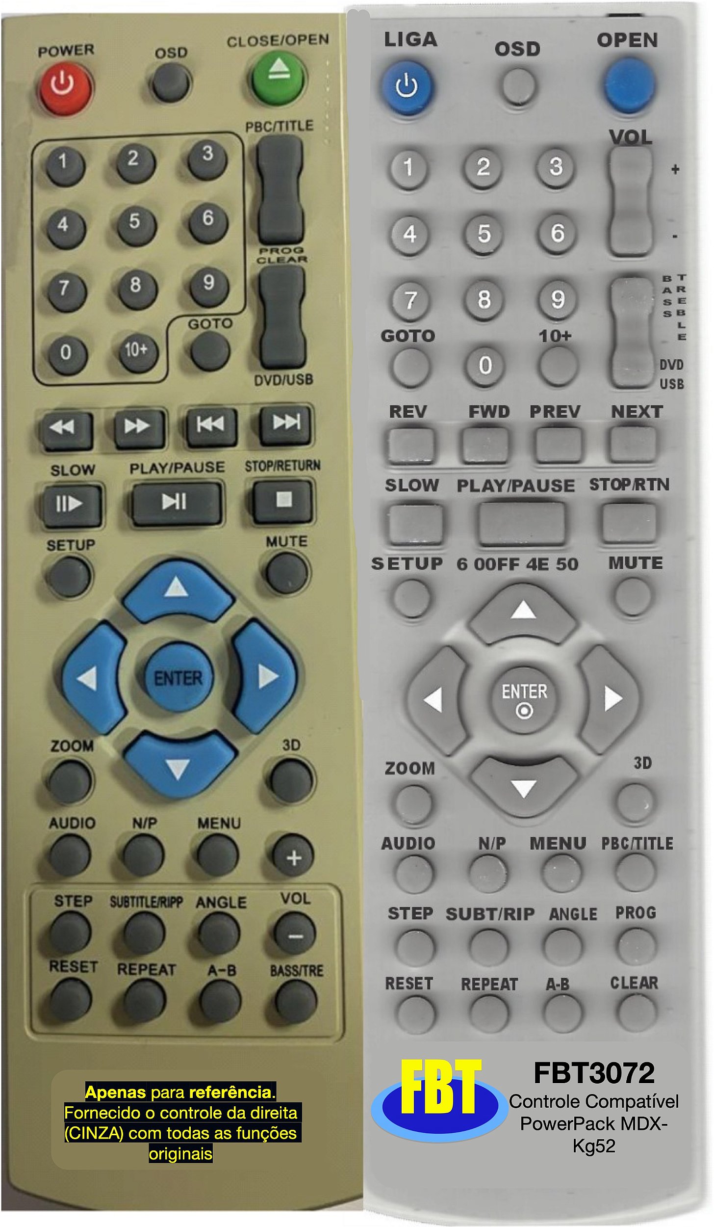 Controle Remoto Compatível p/ PowerPack MDX-Kg52 FBT3072 - FBT CONTROLE ...