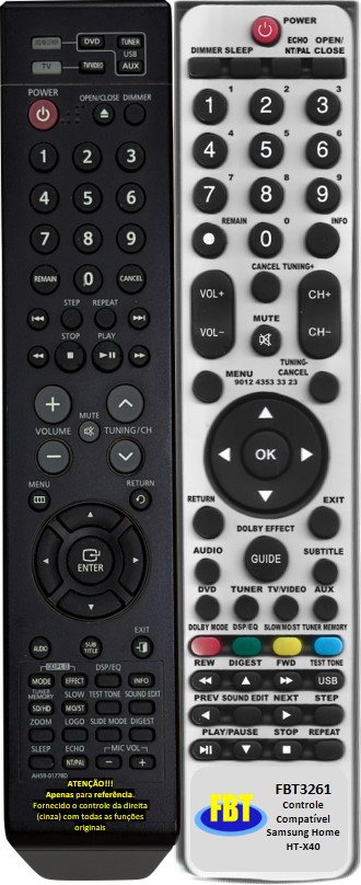 Controle Remoto Compatível Samsung Home HT-X40 FBT3261 - FBT CONTROLE ...