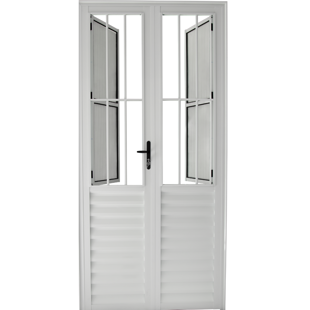 Porta de Abrir 2 Folhas com Postigo Alumínio Branco - 210x120 ...