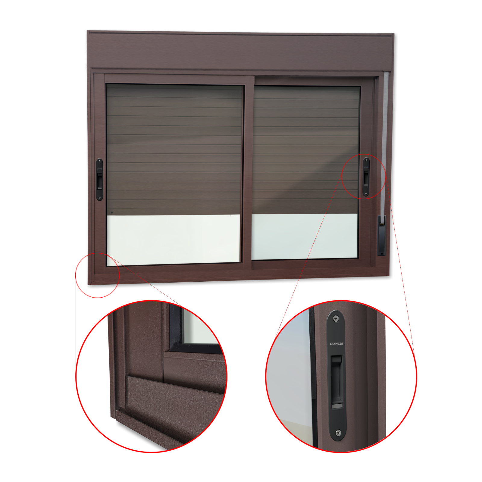 Janela Alumínio Elite 2F.Móv.C/Pers.Integ.140 X 150 V.Liso Marrom Cort ...