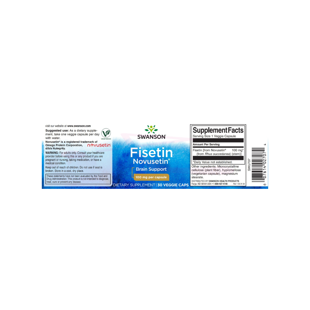 Swanson Fisetina Novusetina 100 mg | 30 Cápsulas - Labravia