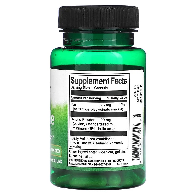 Swanson Ox Bile, Bile de Boi 90 mg | 60 Cápsulas - Labravia Swanson Ox Bile, Bile de Boi 90 mg | 60 Cápsulas - Labravia