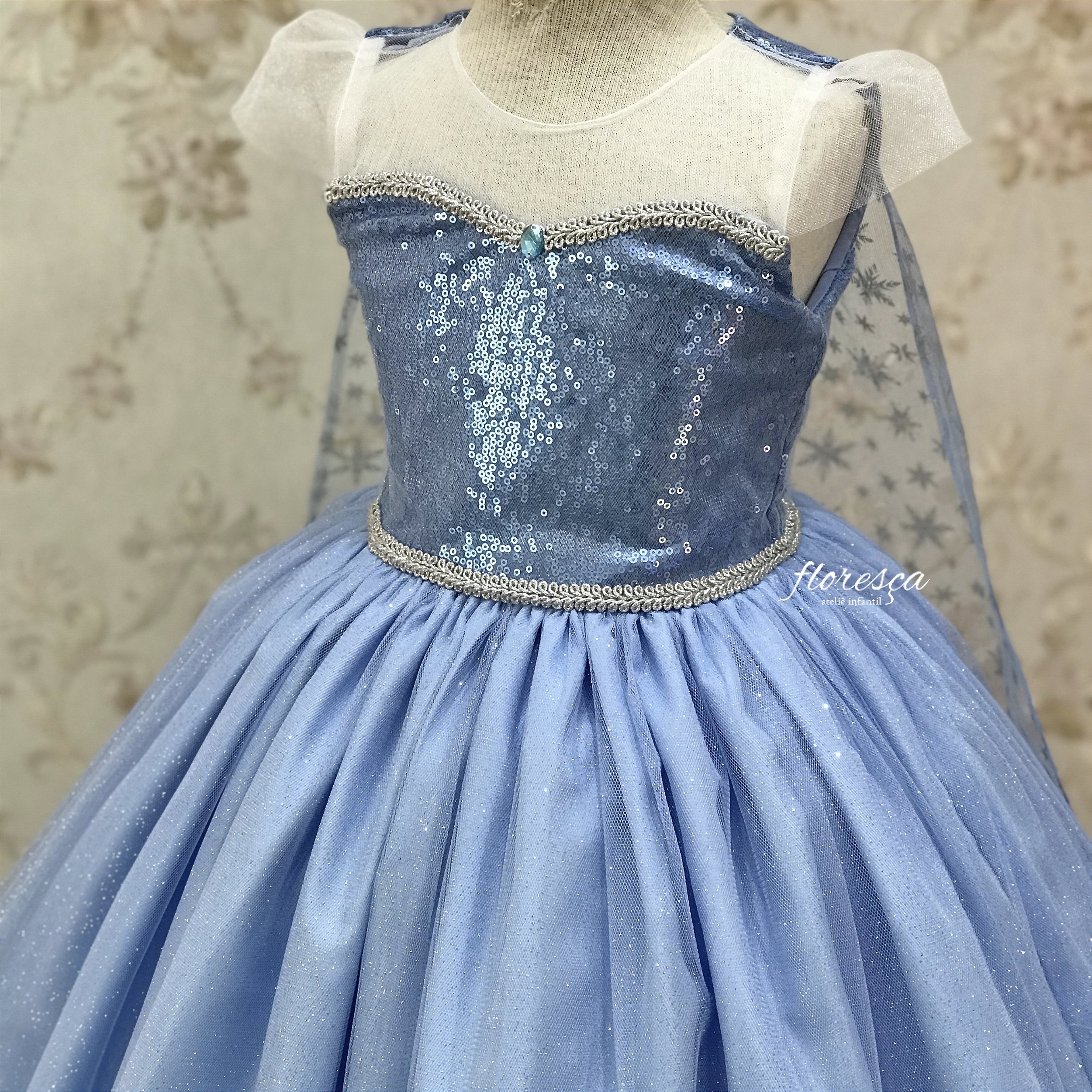 Vestido Infantil Princesa Elsa - Frozen - Floresça Ateliê Infantil