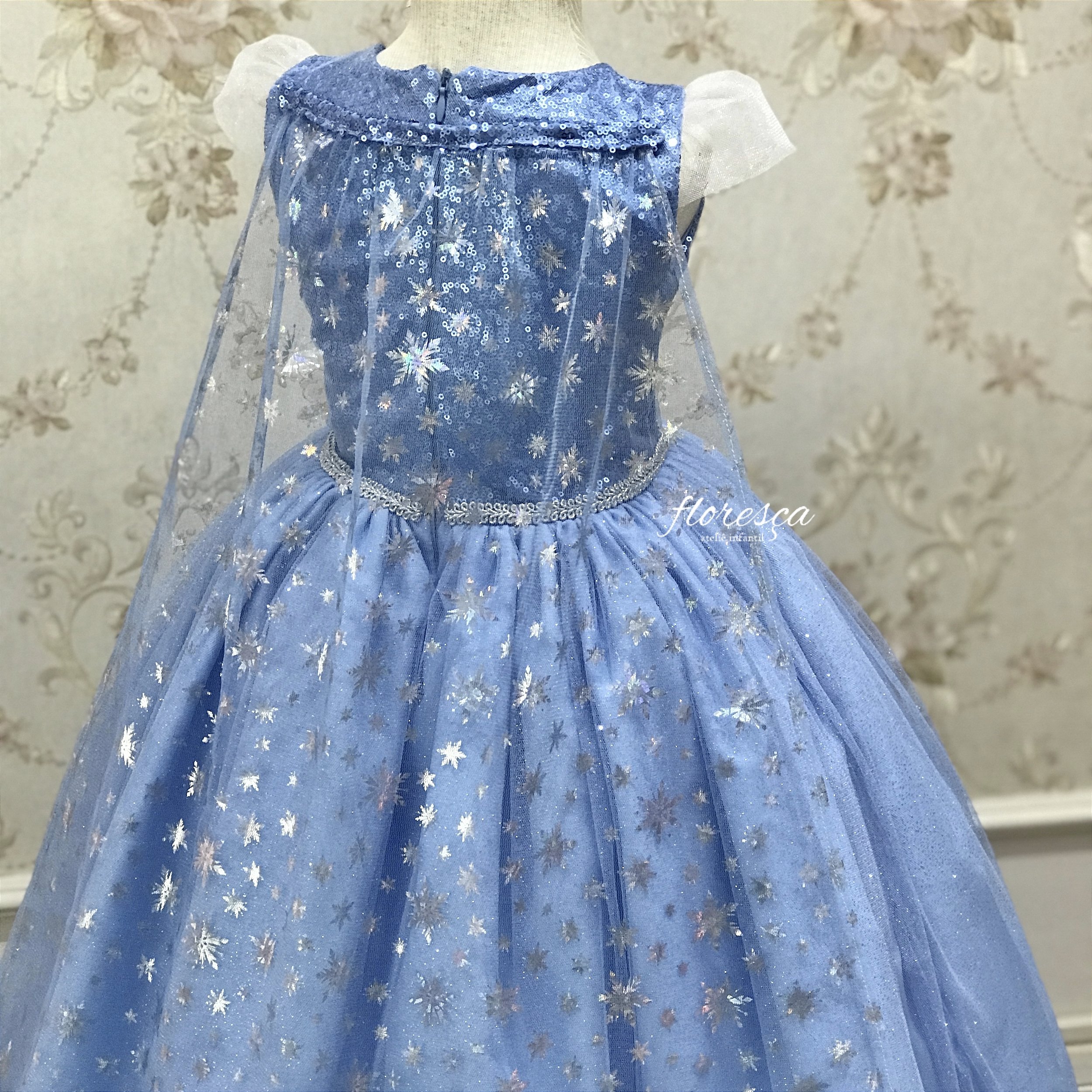 Vestido Infantil Princesa Elsa - Frozen - Floresça Ateliê Infantil