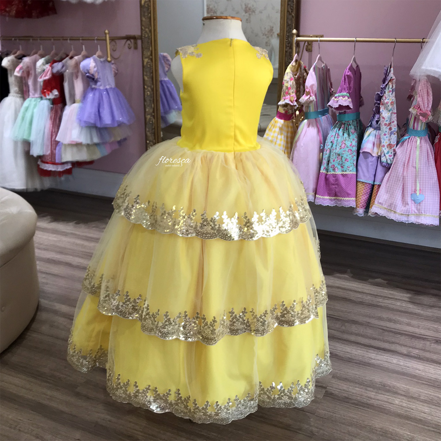 Vestido Infantil Princesa Bela Filme | Floresça Ateliê - Floresça ...