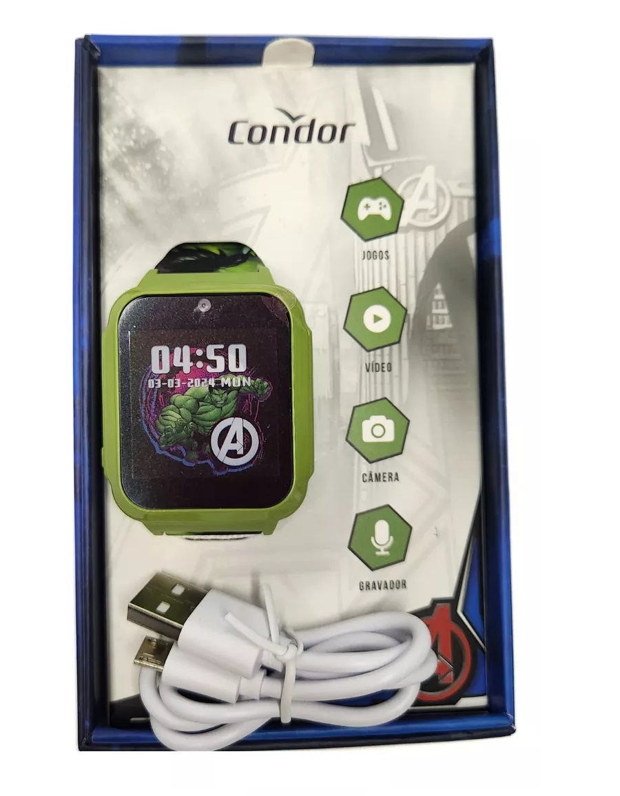 Relógio Interativo Smartwatch Infantil Condor - Hulk - Crosshop Brasil