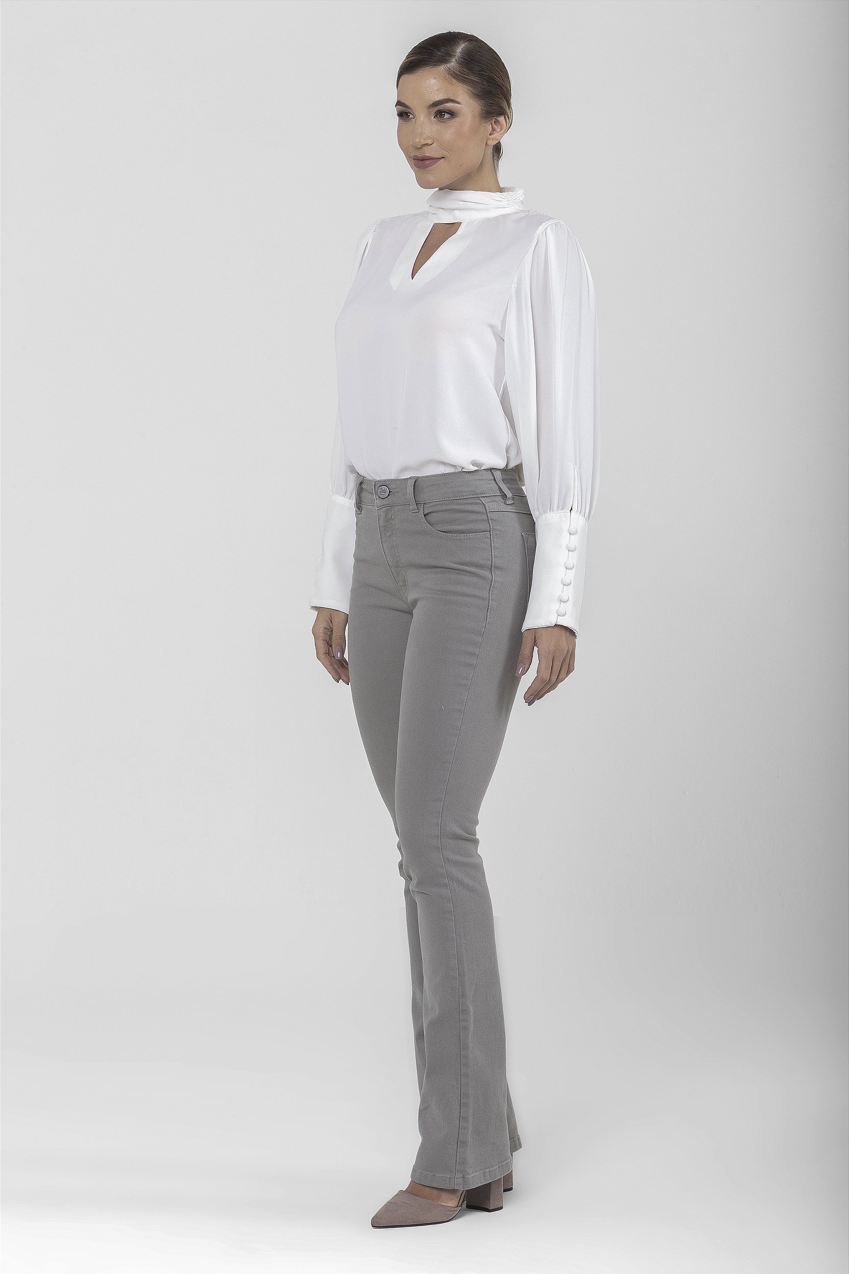 Calça Jeans Feminina Sarja Boot Cinza - Sagres - Santé Denim