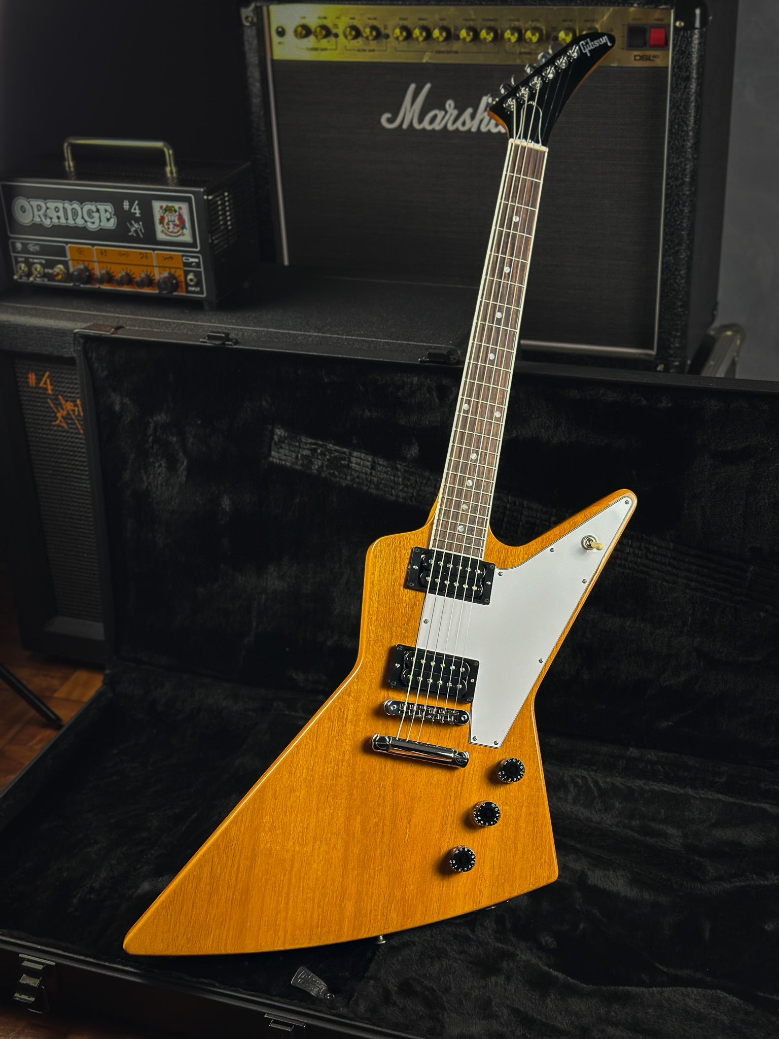 GUITARRA ELET GIBSON EXPLORER 70S - ANTIQUE NATURAL - Crunch Music