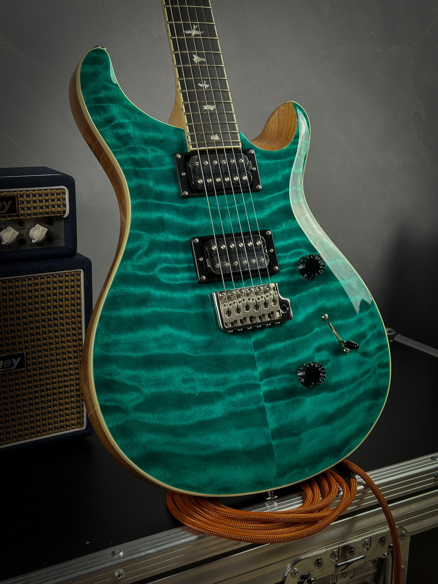 GUITARRA PRS SE CUSTOM 24 QUILT - TURQUOISE - TREMOLO - HUMBUCKER ...