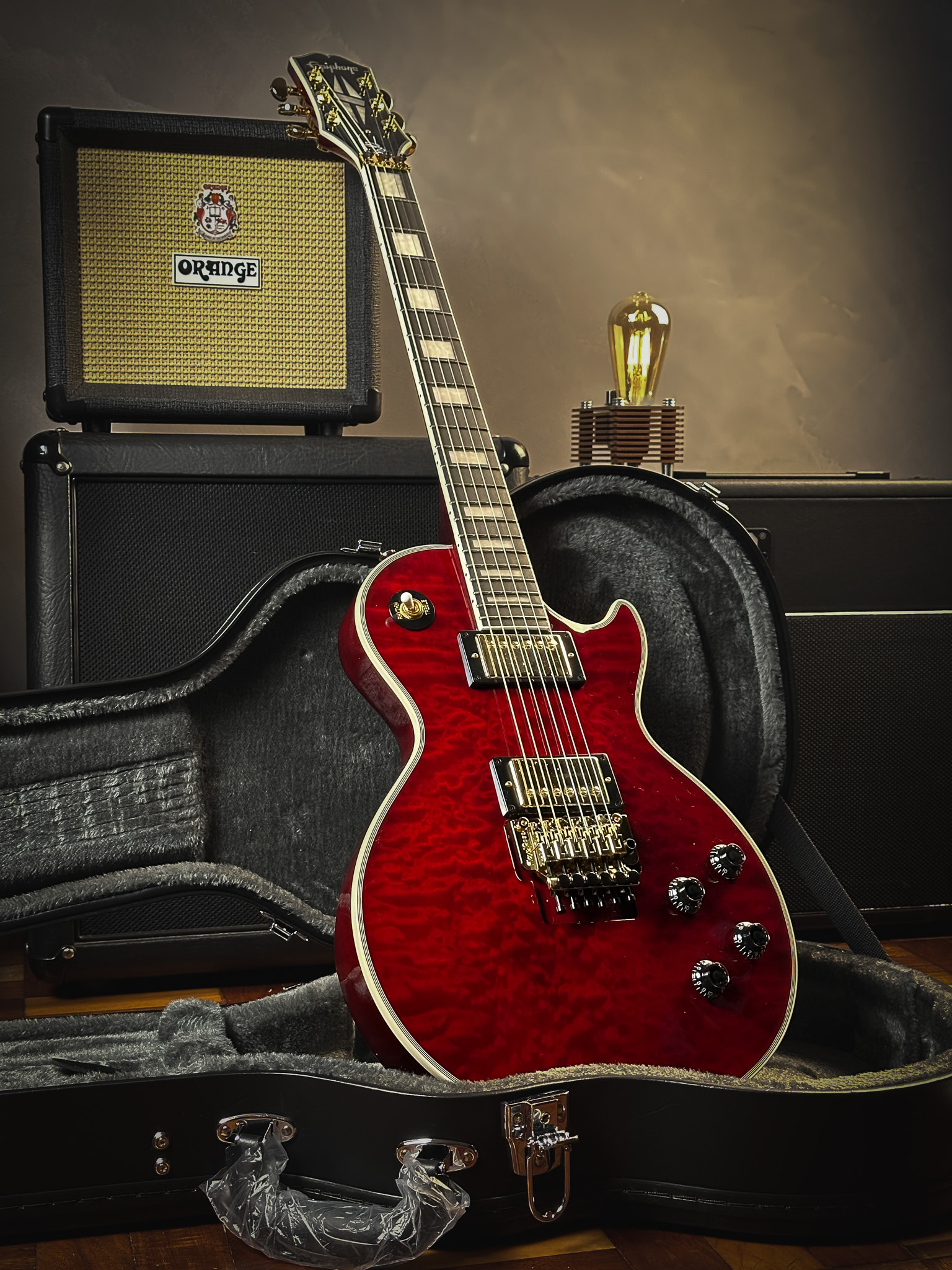 GUITARRA EPIPHONE LP CUSTOM ALEX LIFESON AXCESS - RUBY - Crunch Music
