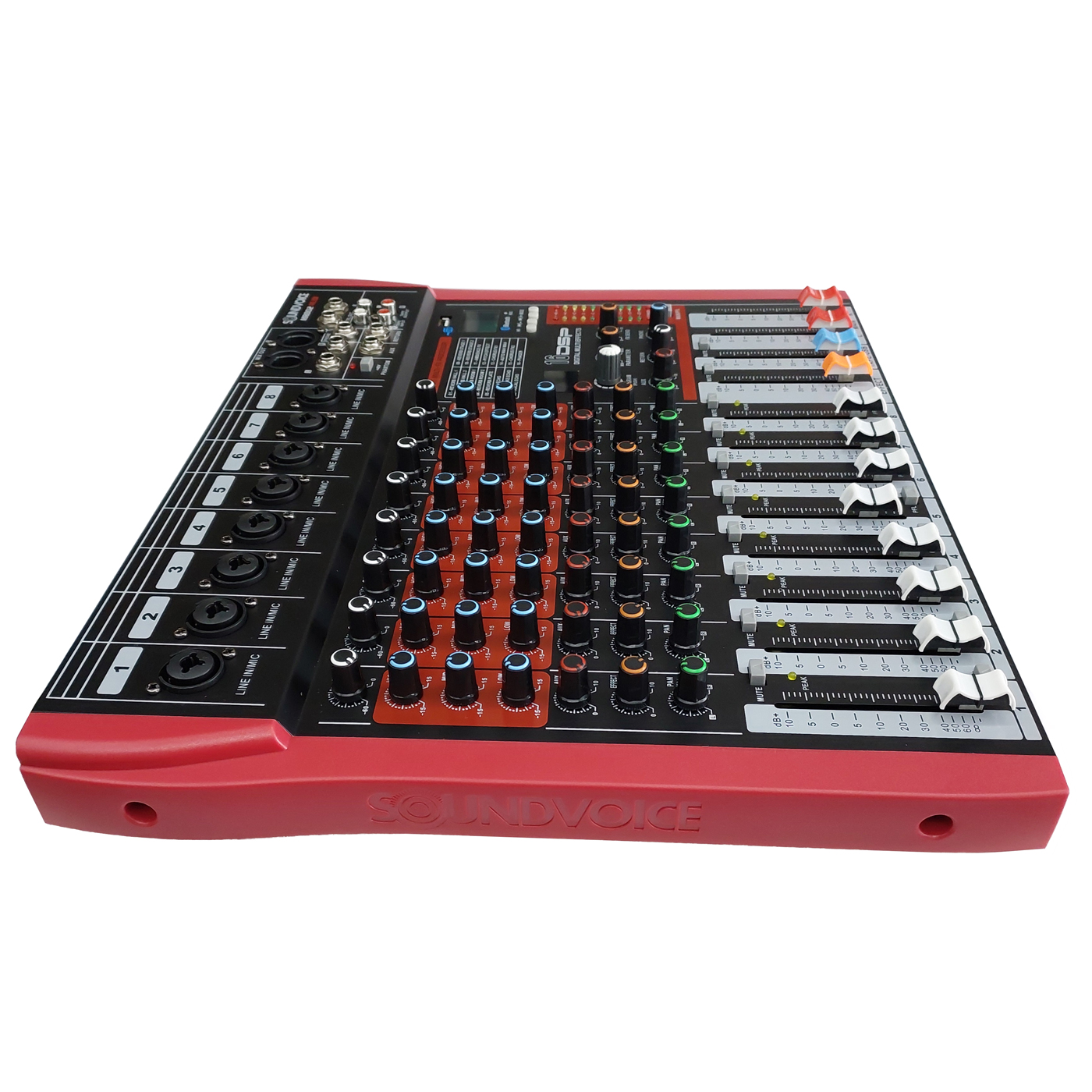 Mesa de Som 8 Canais Profissional Soundvoice MR802 RUBI - Mix Visão