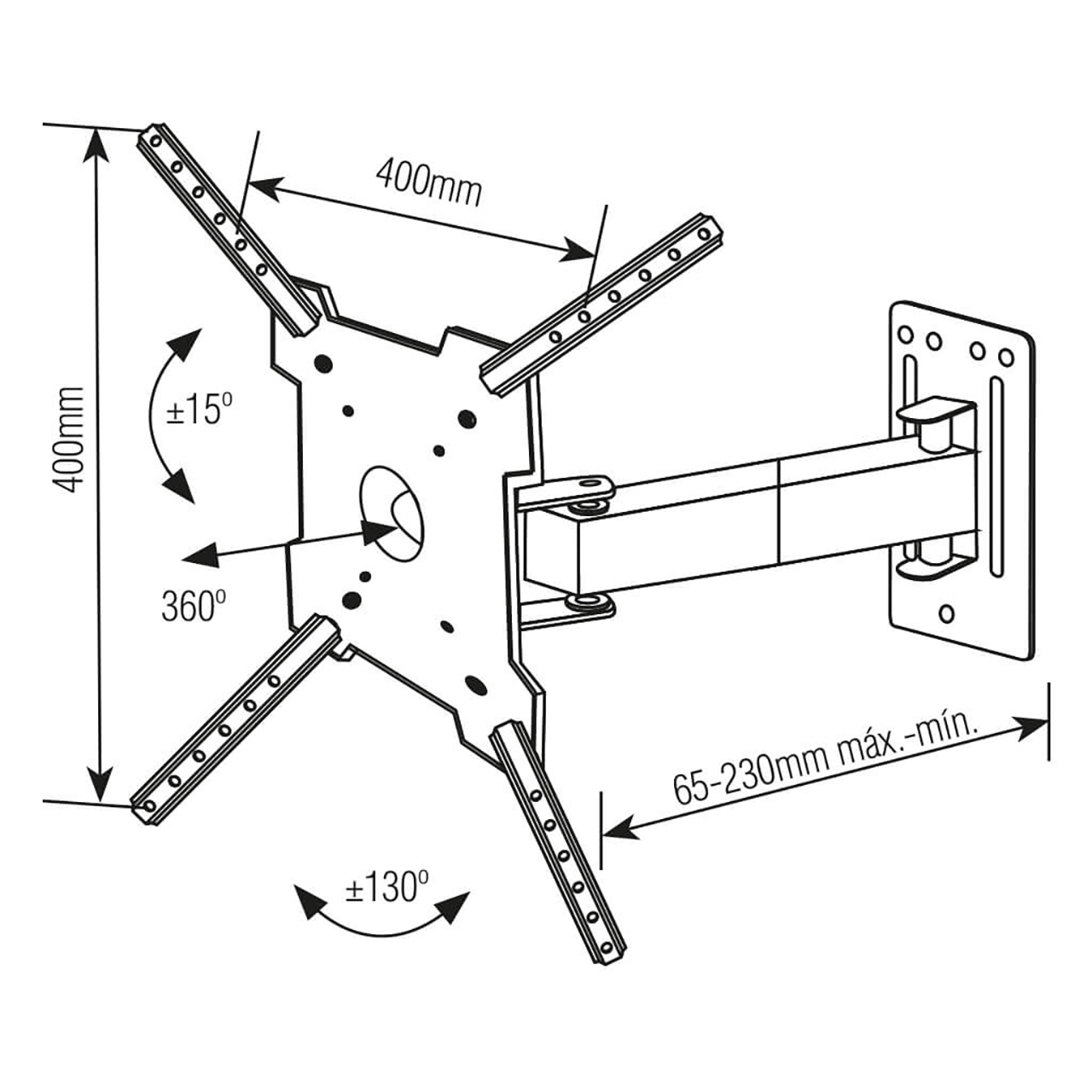 Suporte para TV Led até 55 polegadas Articulado SBRP1030 - Mix Visão