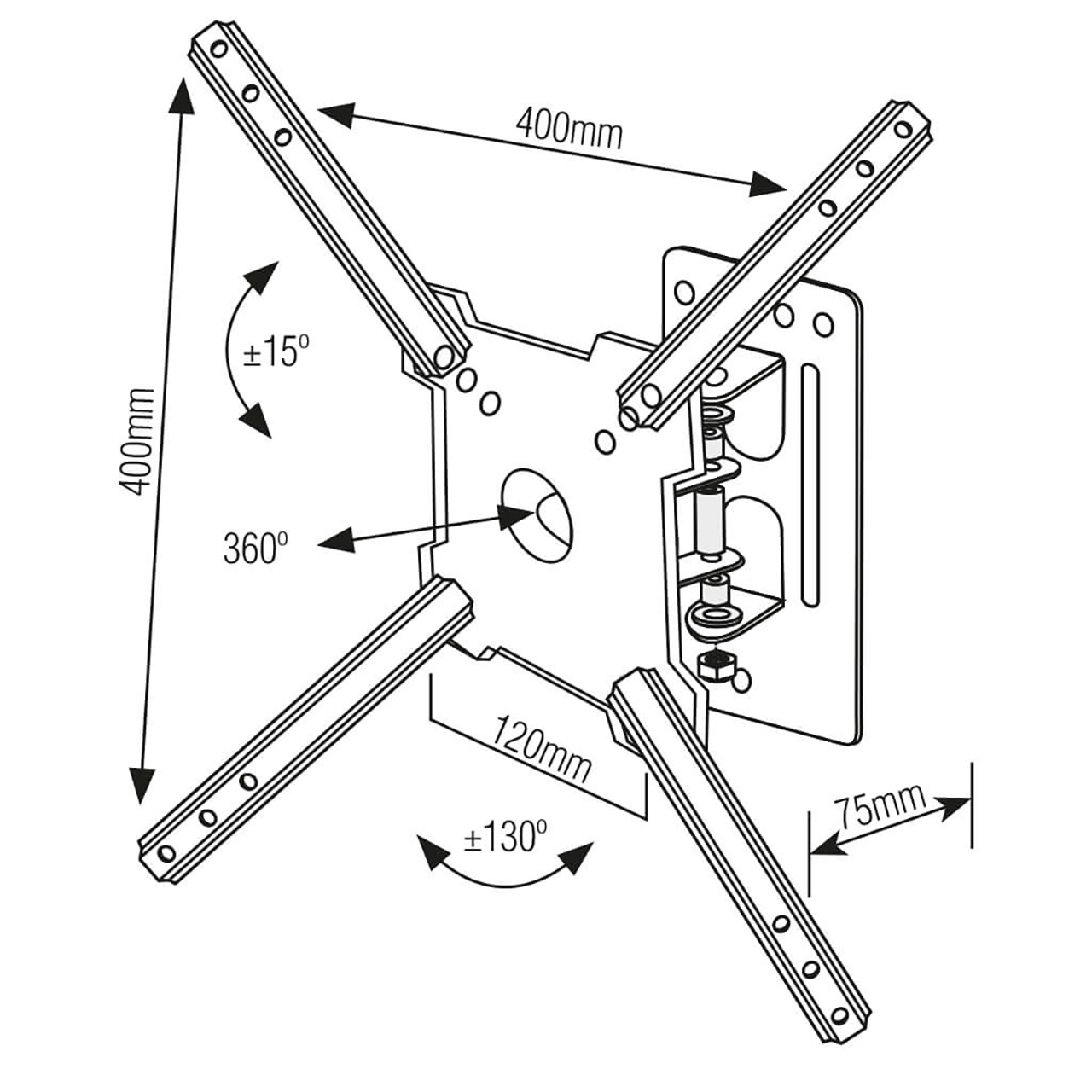 Suporte para TV Led até 60 polegadas Articulado SBRP1020 - Mix Visão