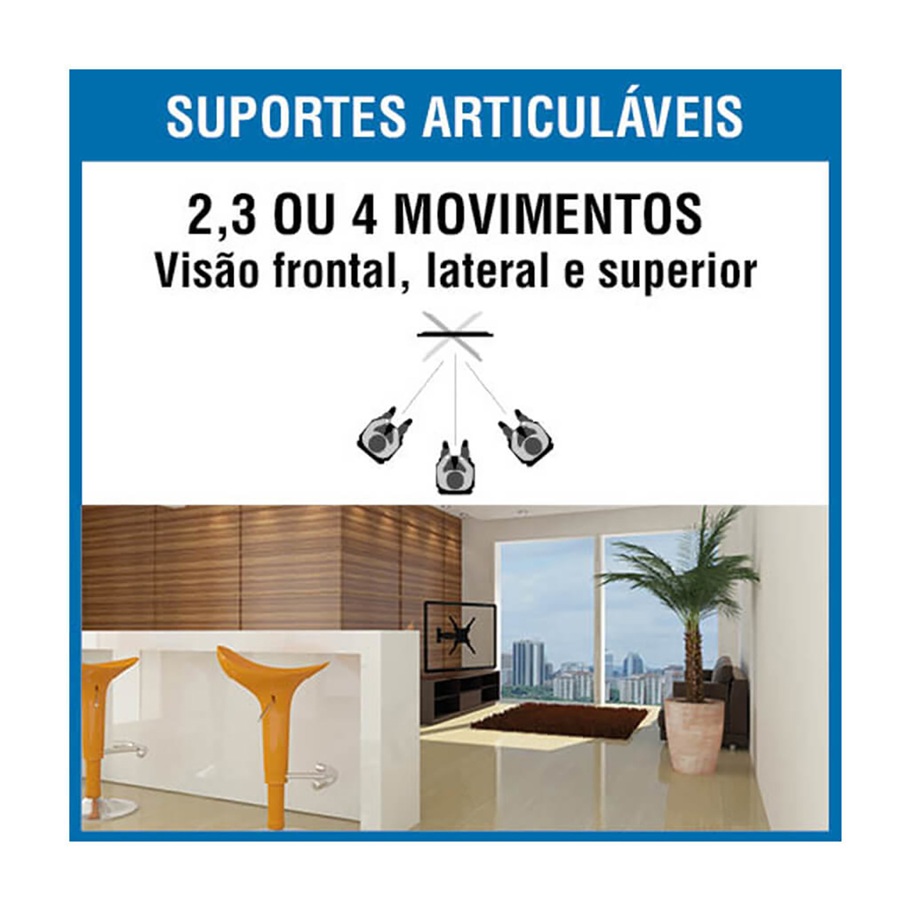Suporte para TV Led até 60 polegadas Articulado SBRP1020 - Mix Visão