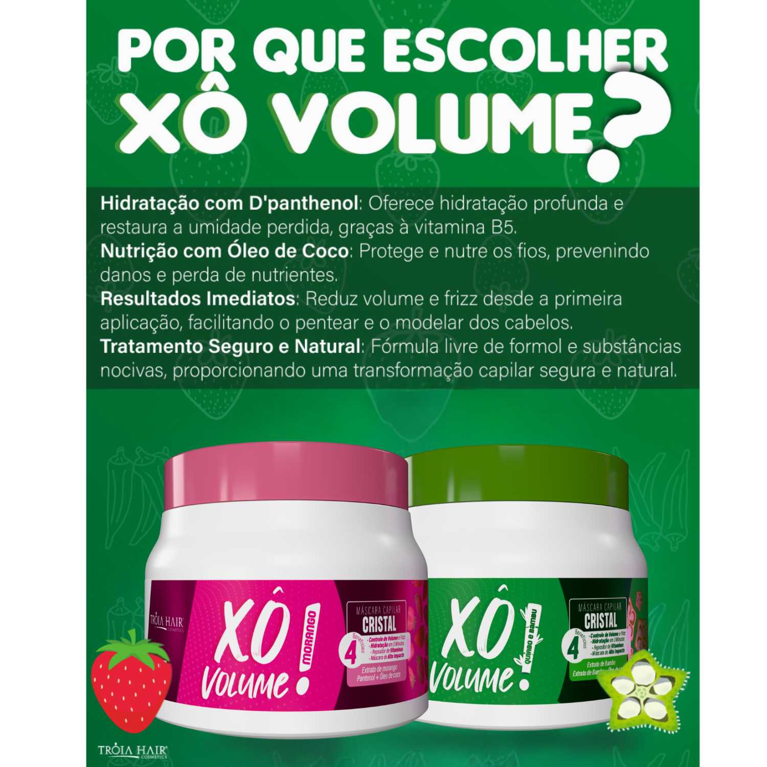 Xô Volume Morango 250g Redutor De Volume Tróia Hair - Troia Hair Shops - Produtos para Cabelo ...