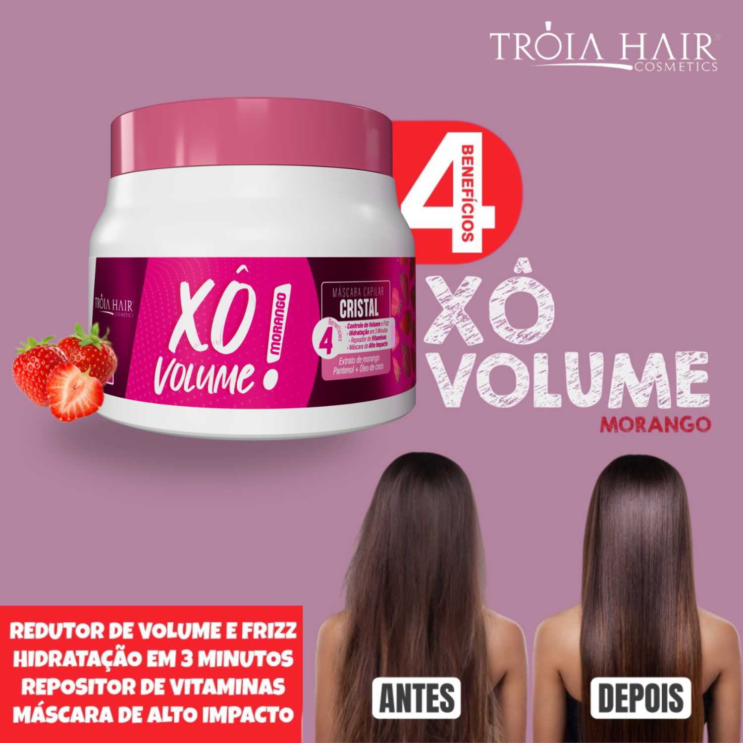 Xô Volume Morango 250g Redutor De Volume Tróia Hair - Troia Hair Shops - Produtos para Cabelo ...