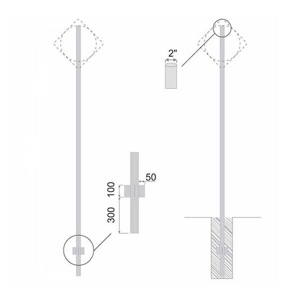Poste para sinalização para placas de trânsito - Cilíndrico - Aço ...