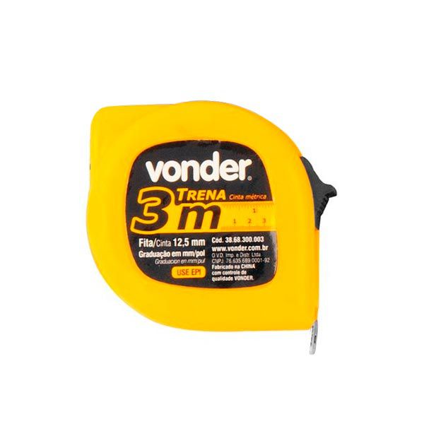Trena métrica de Aço - 3 metros - Vonder - Loja Viária - Produtos para ...