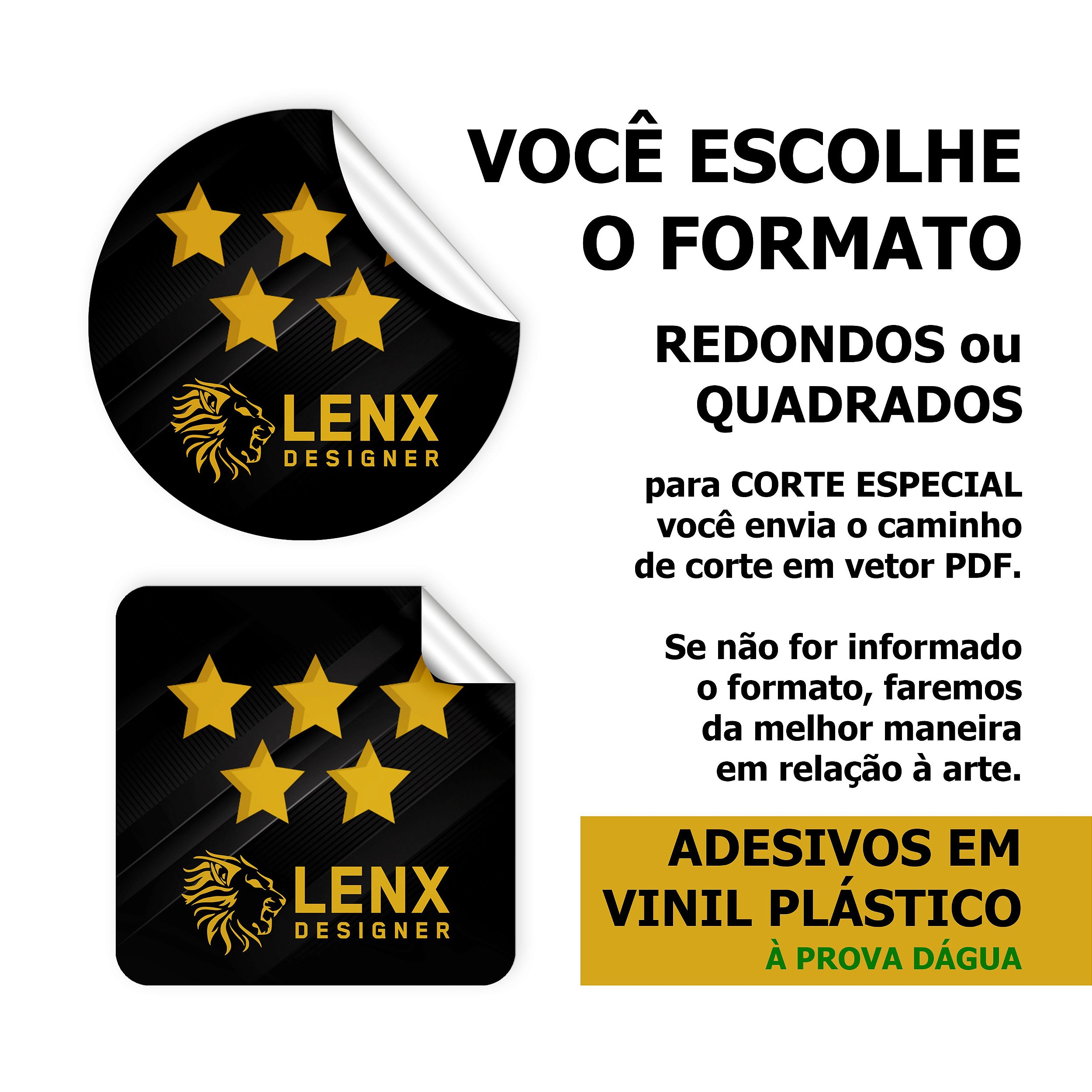 Adesivos Personalizados 4x4cm 500un Vinil - Lenx Designer