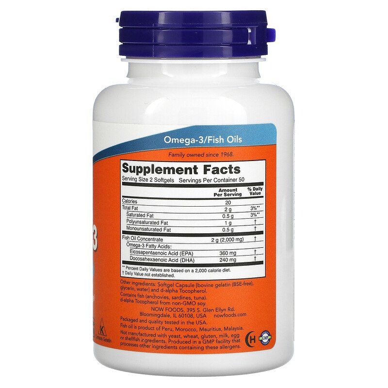 Omega 3 1000 (100 softgels) - Now Foods - Now Suplementos: Suplementos ...