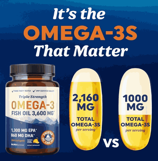 Ômega 3, Fish Oil 3600mg, EPA 1300mg DHA 860mg, 180 Cápsulas, Mav ...