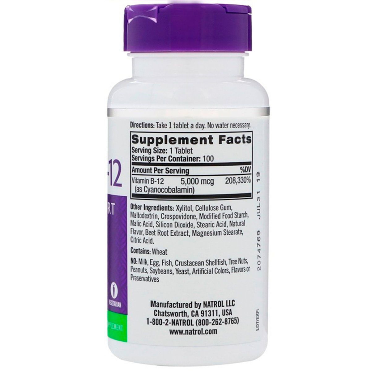 Vitamina B-12 Fast Dissolve Natrol Morango 5.000Mcg 100 Tab - Todas ...