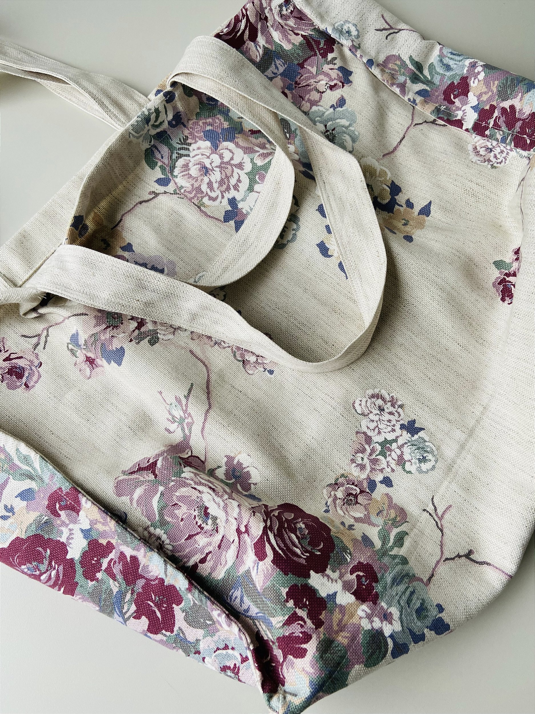 Ecobag linho floral . Bolsa de tecido - la favelle