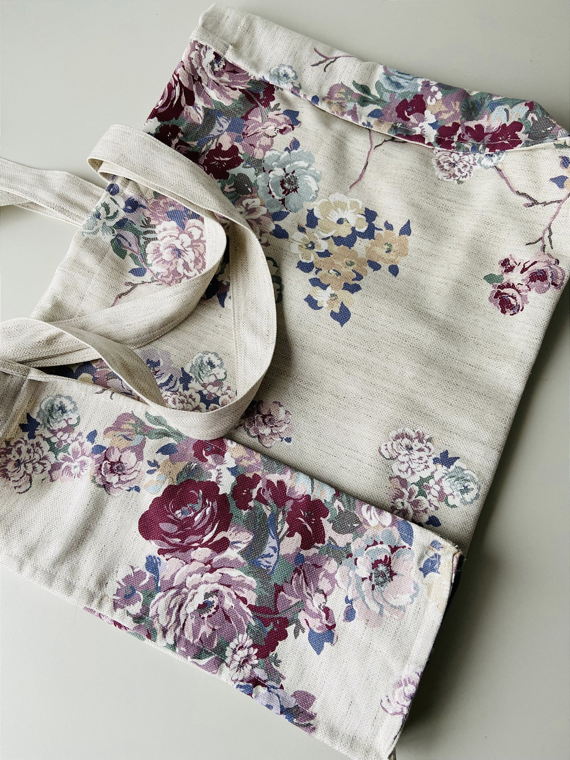 Ecobag linho floral . Bolsa de tecido - la favelle
