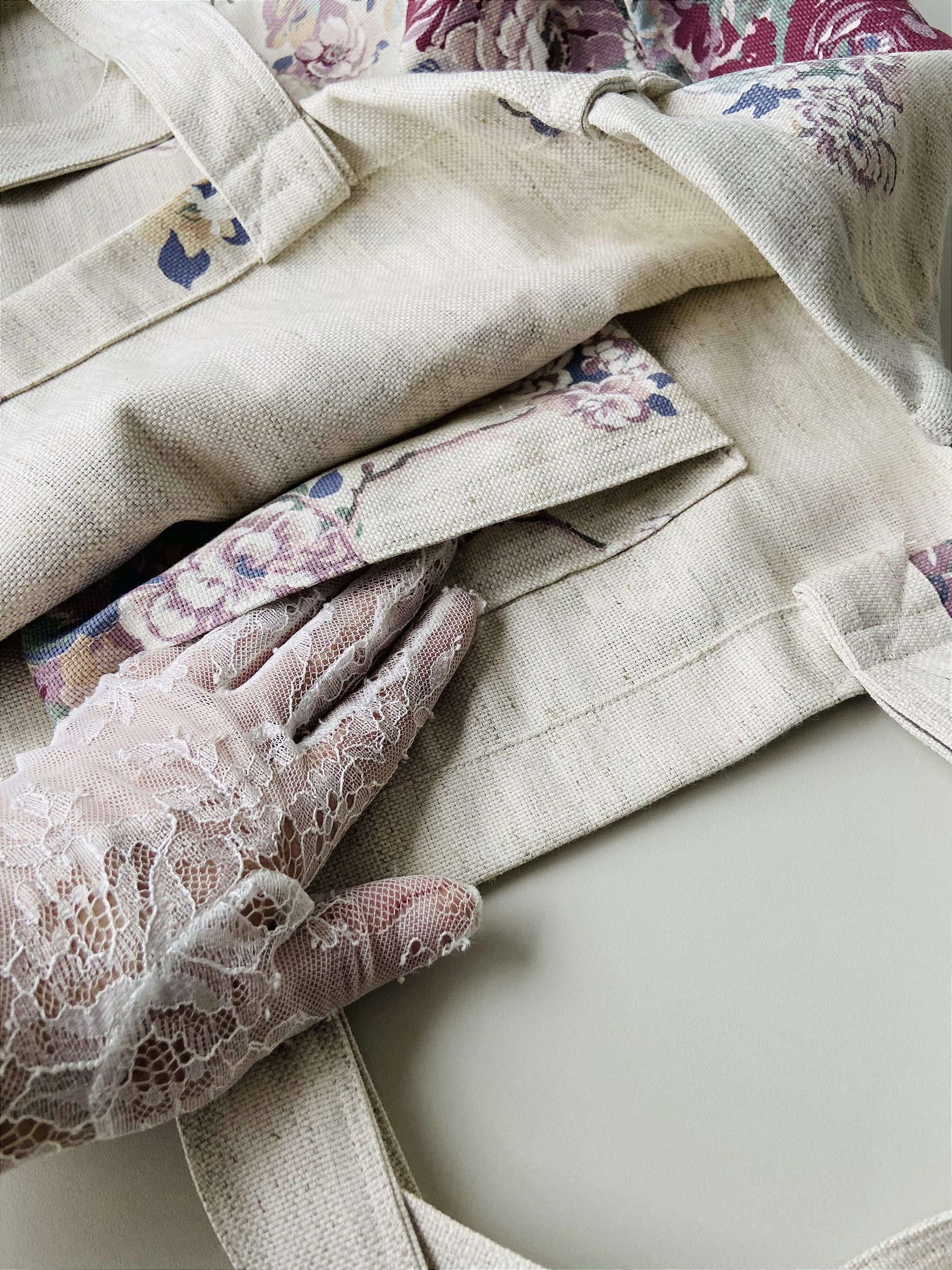 Ecobag linho floral . Bolsa de tecido - la favelle