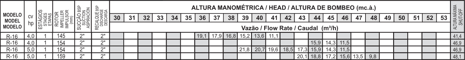 Bomba d'água Thebe R-16 TRIFÁSICO 220/380/440V IPW55 - Eletro Mendes