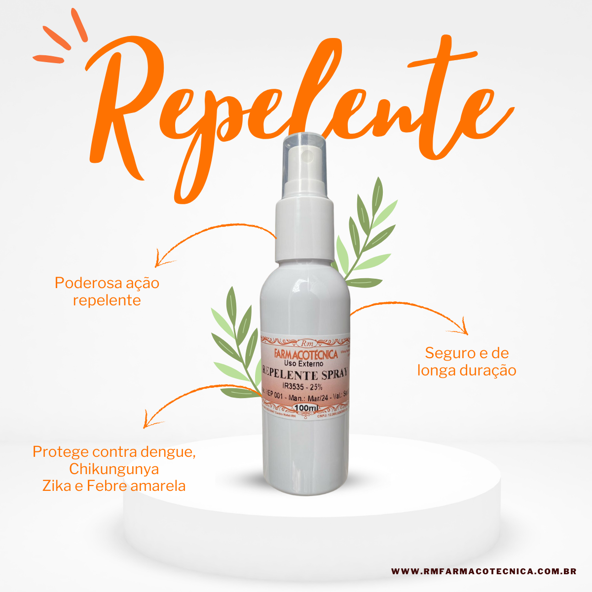 Repelente de Insetos Spray IR3535 100ml - RM Farmacotécnica ...