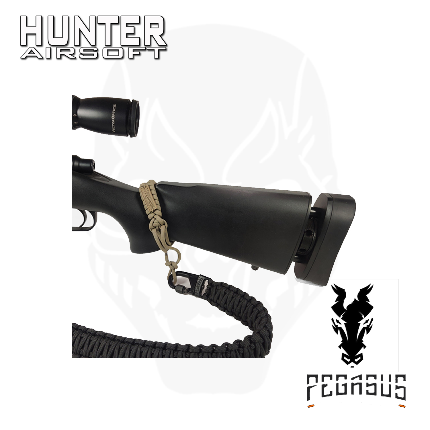 Zarelho bandoleira Sniper kit coronha cano tan - Pegasus - Hunter Airsoft