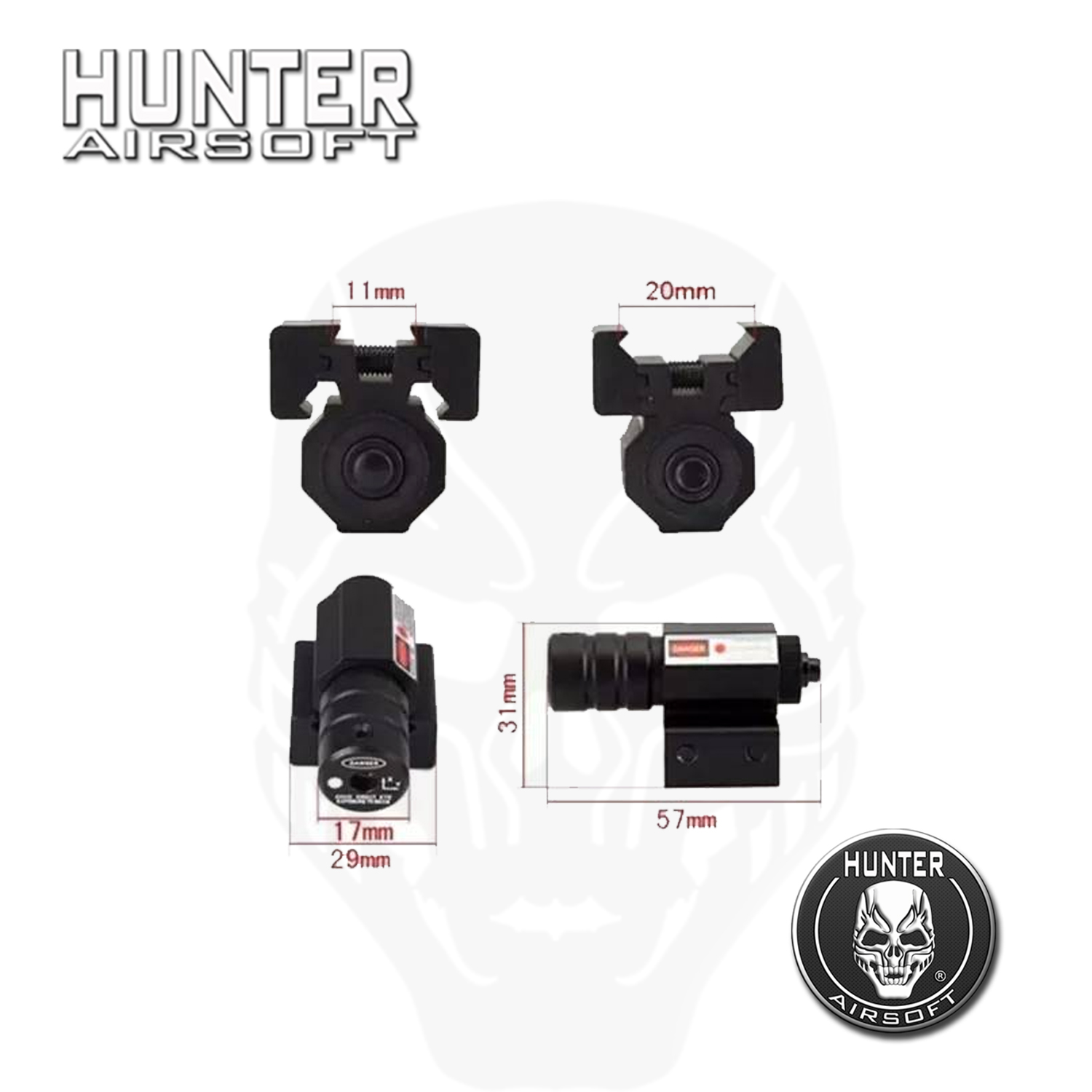 Mira laser acionador trilho picatinny 11mm/20mm/22mm - Hunter Airsoft - Hunter Airsoft