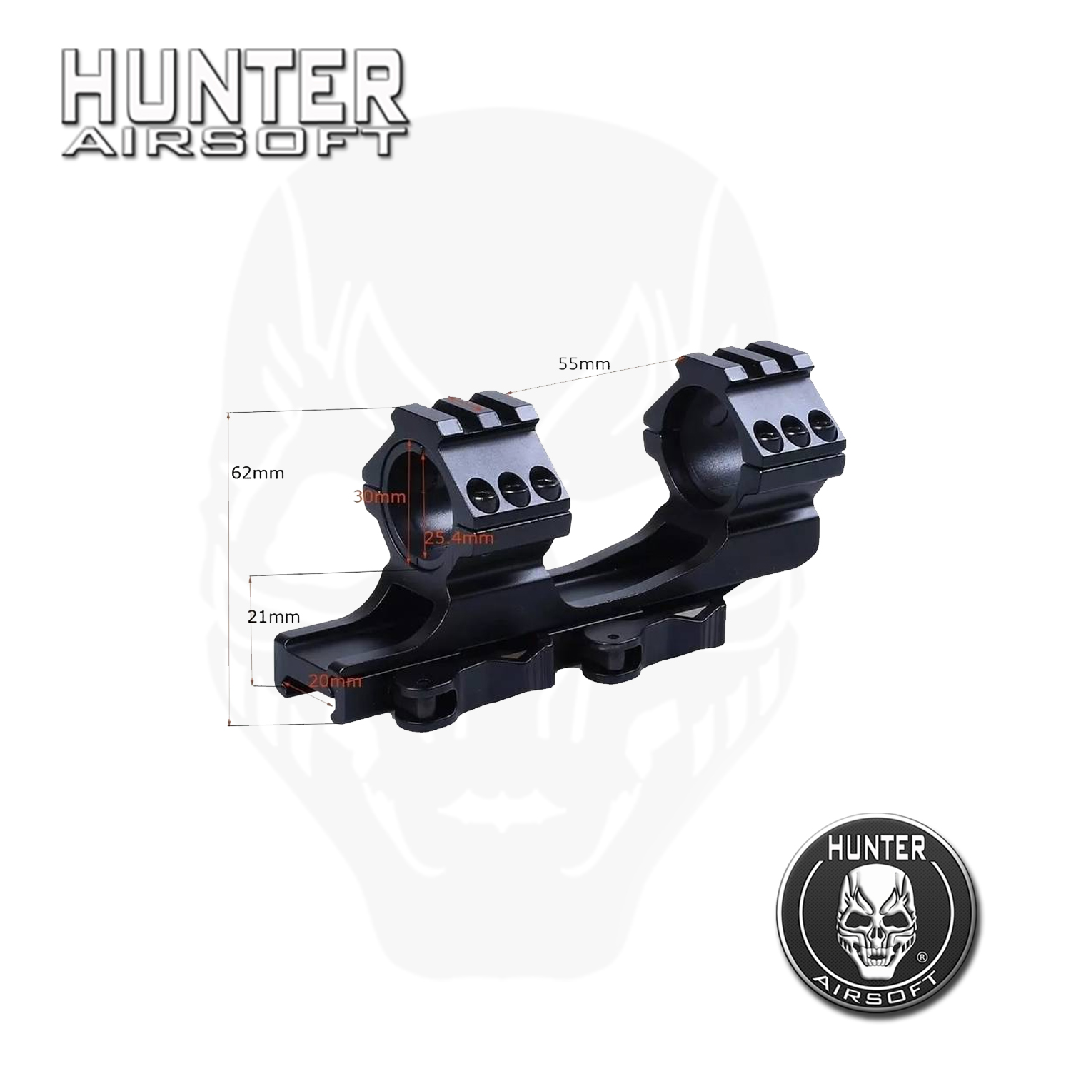 Mount engate rápido luneta 25,4 / 30mm trilho 22mm - Hunter Airsoft - Hunter Airsoft