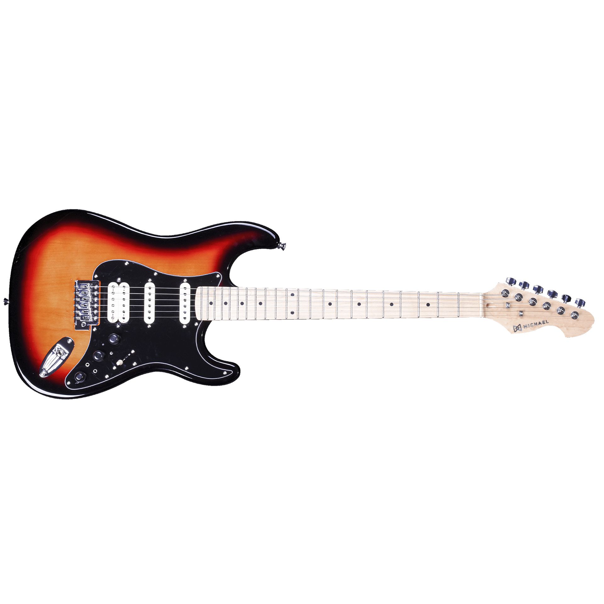 GUITARRA ELETRICA MICHAEL ROCKER SUNBURST STRATO COM EFEITO - Musical ...