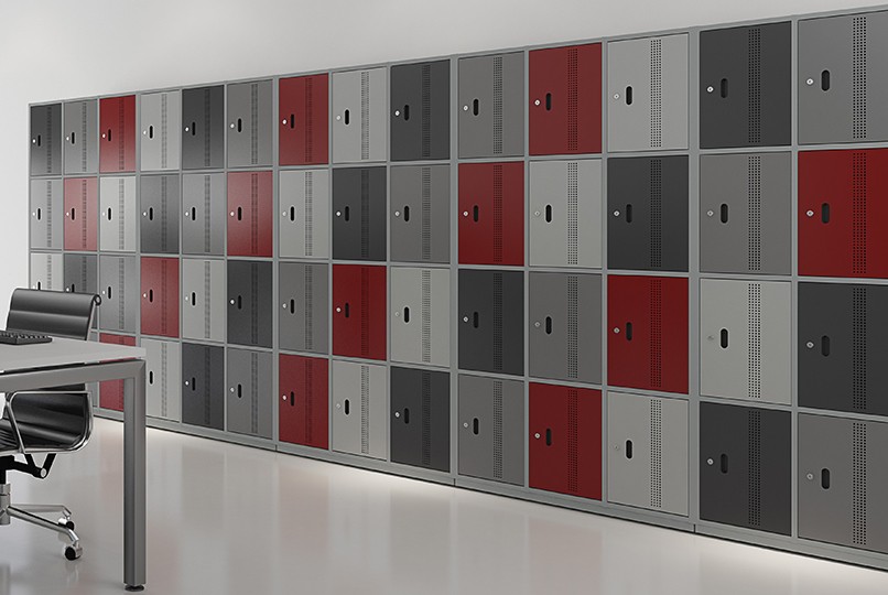 Locker madeiras com portas em aço - Móveis corporativos