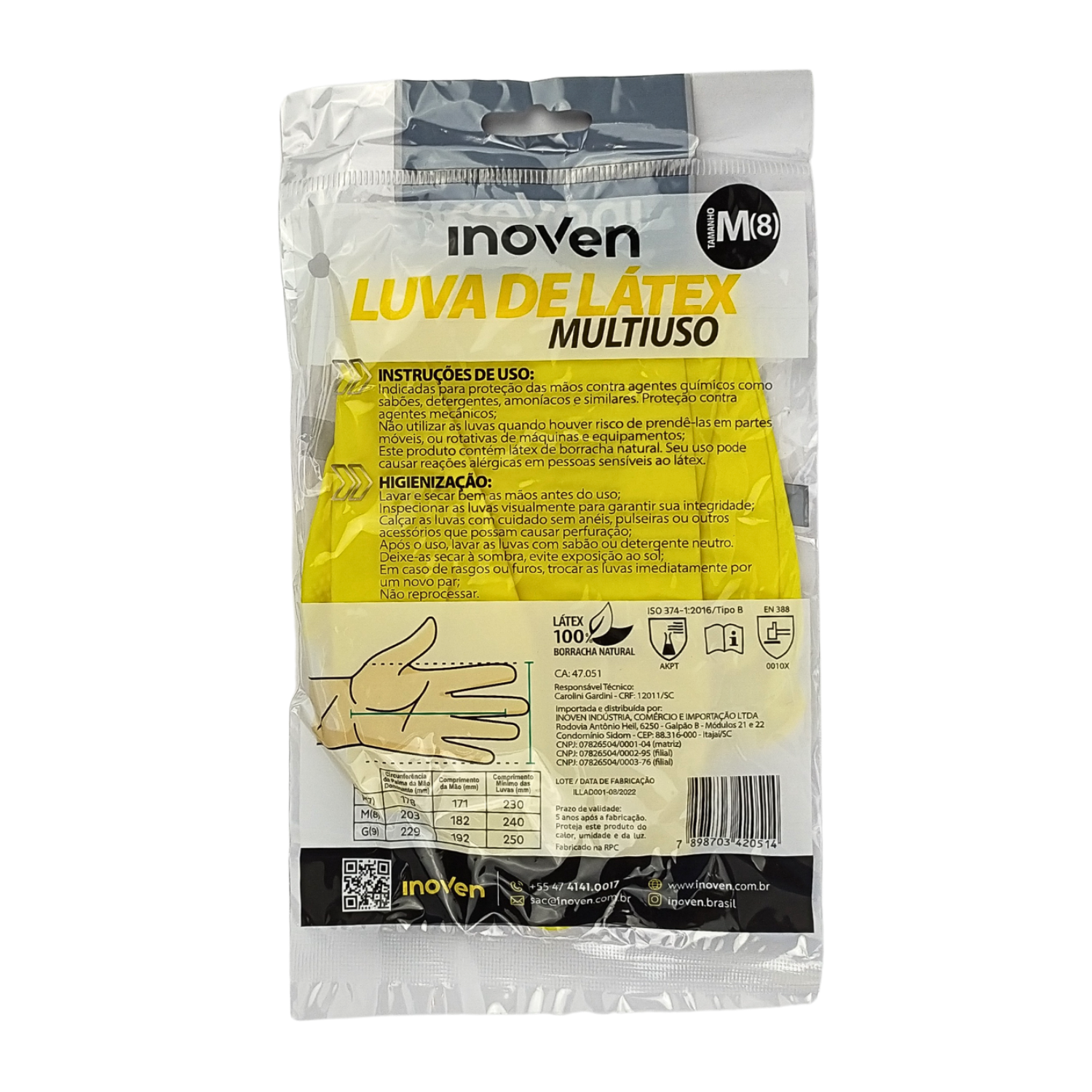 Luva de Látex para Limpeza Tamanho (M) Amarela Inoven - Sitolino ...