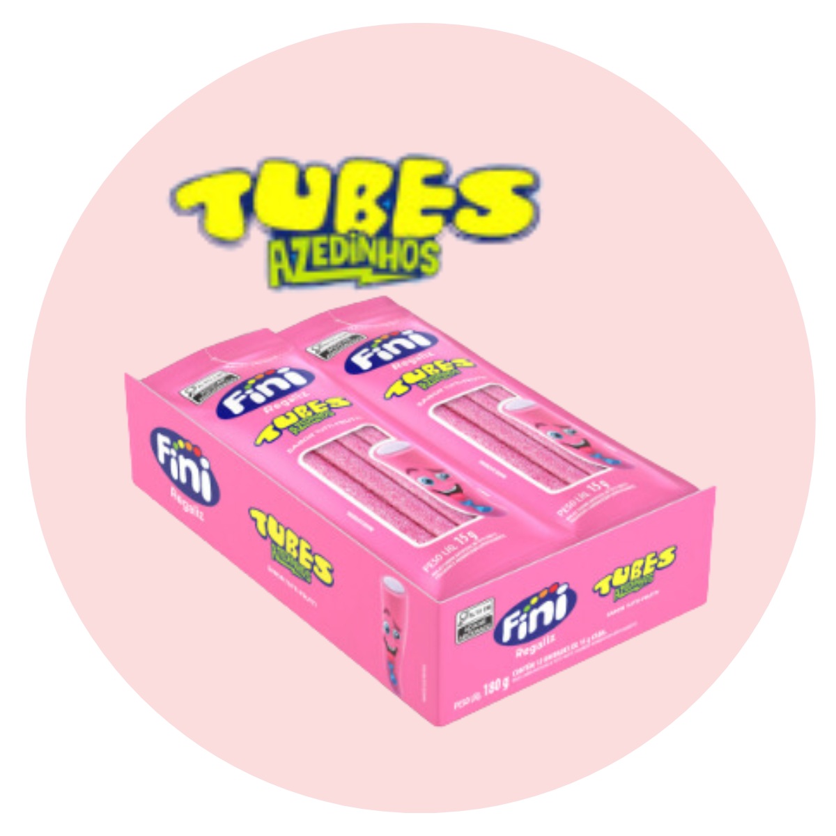 Bala Mini Fini Tubes com 12 unidades de 15g | Escolha o Sabor | Compre ...