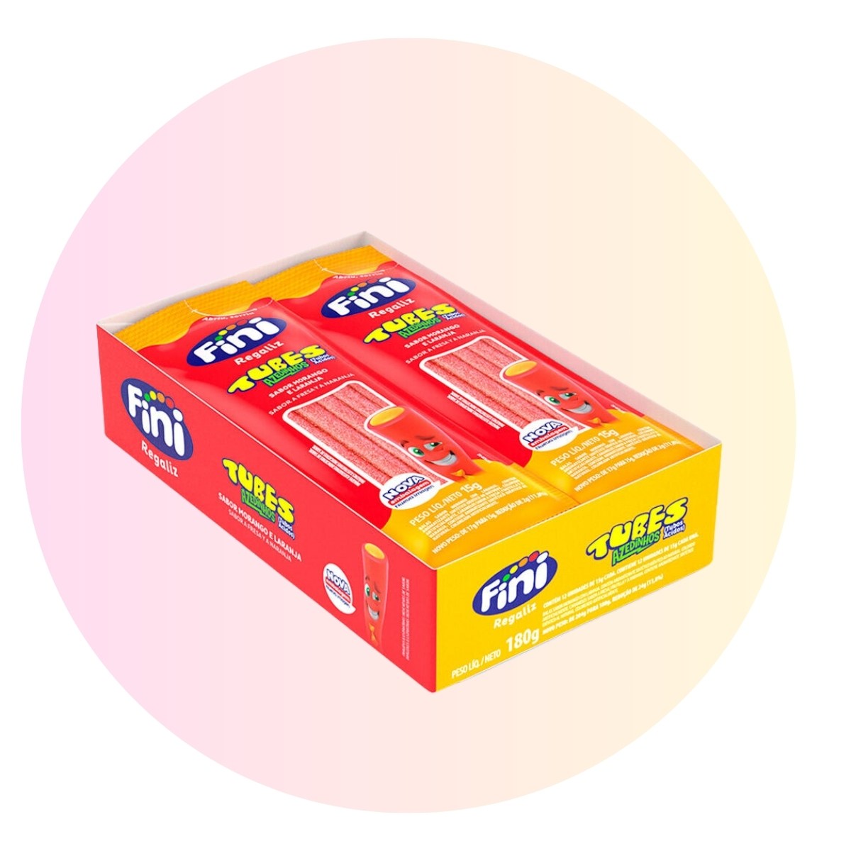 Bala Mini Fini Tubes com 12 unidades de 15g | Escolha o Sabor | Compre ...