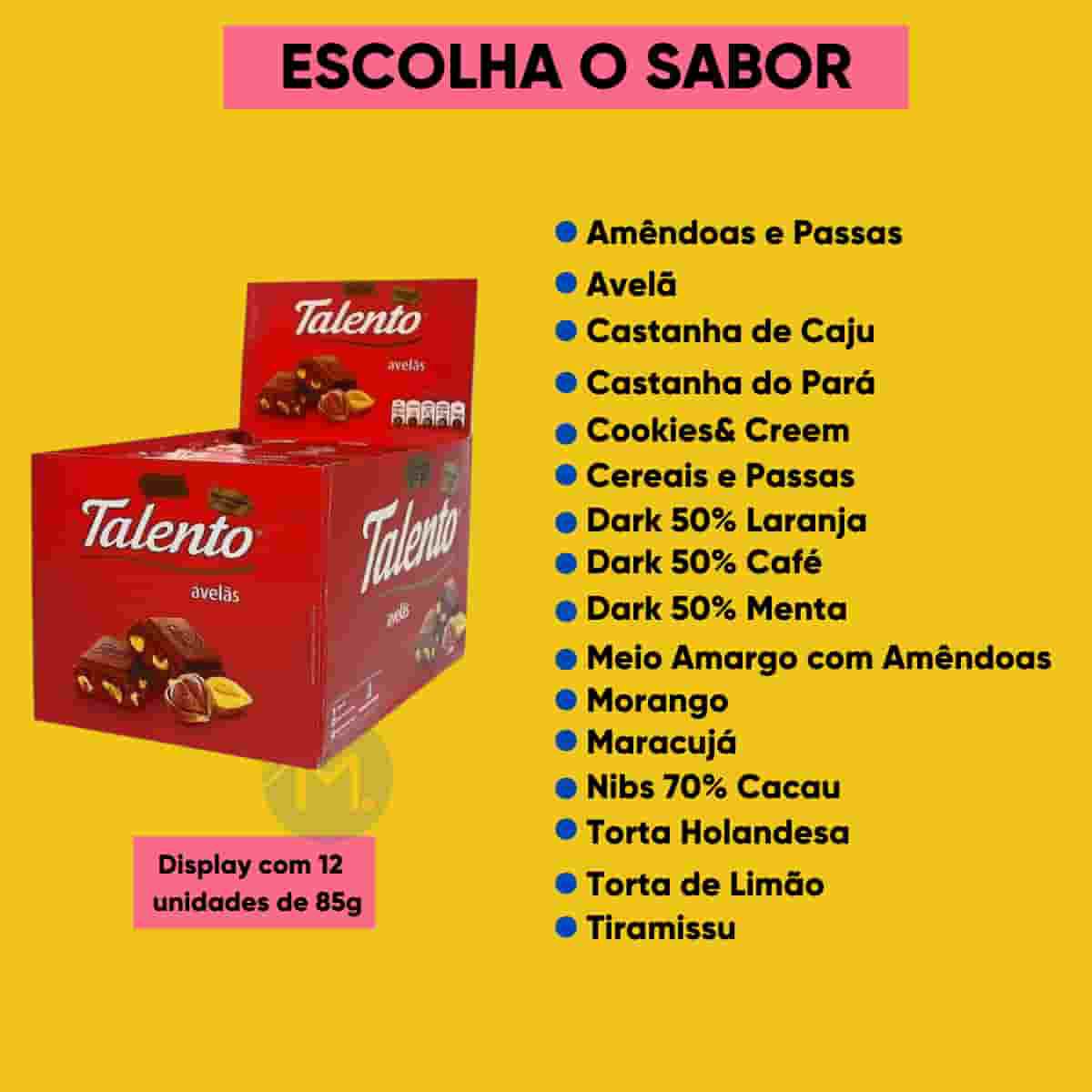 Chocolate Talento 12 unidades de 85g | Compre na Mercadoce | Escolha o ...