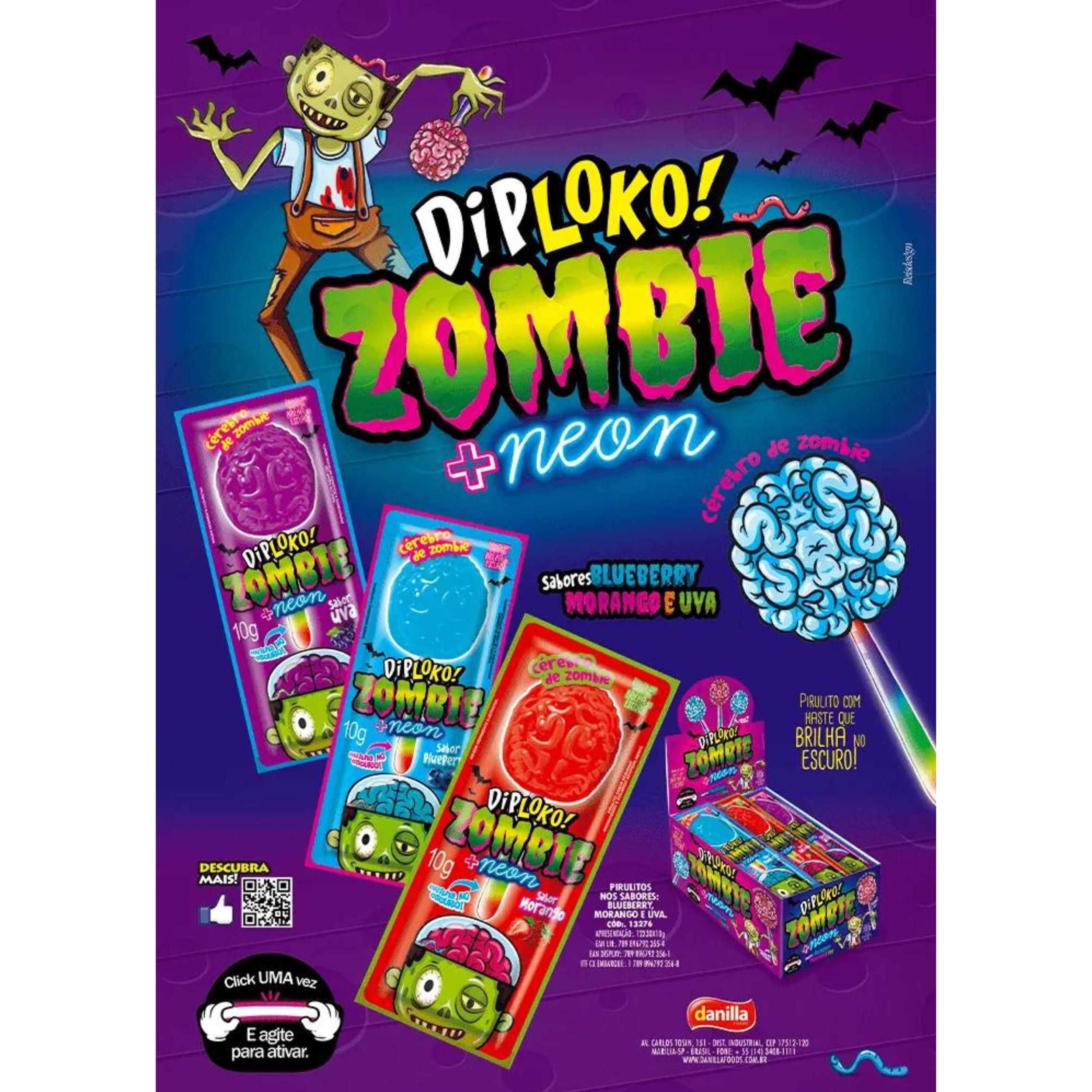Pirulito DipLoko Zombie+Neon DAnilla | Mercadoce - Mercadoce - Doces ...