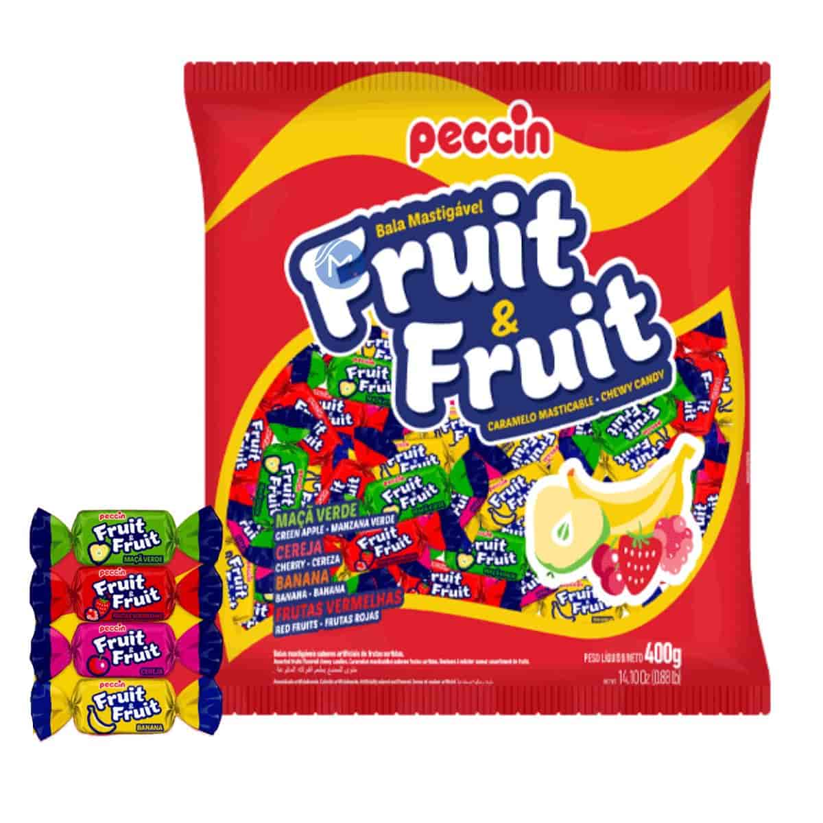 Caixa com 20 Pacotes Bala Mastigável Fruit&Fruit Peccin 600g - Sabor ...