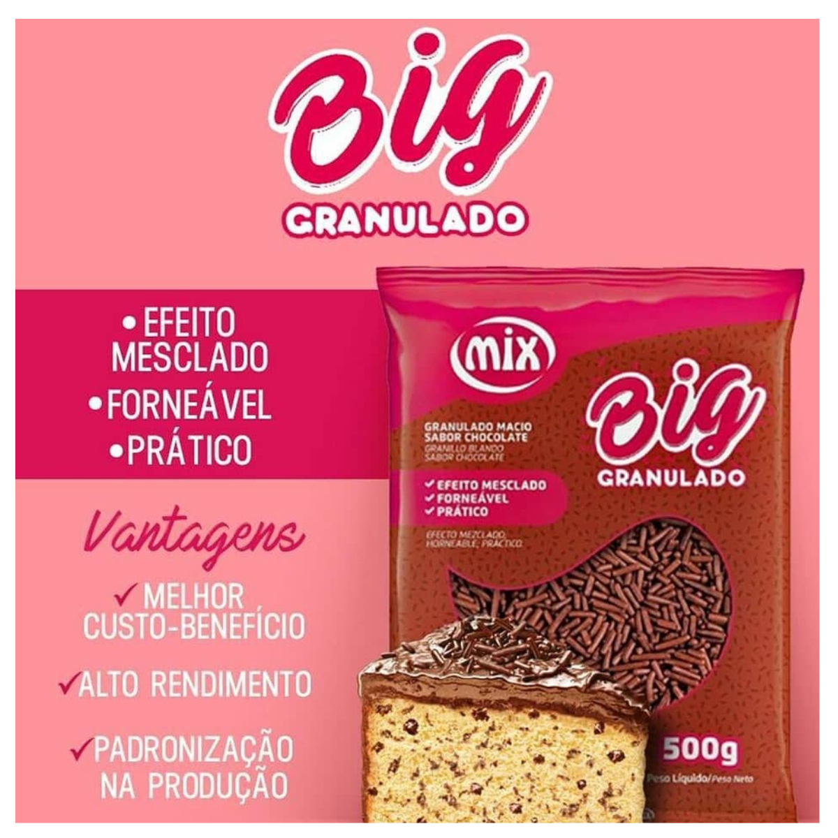 Granulado Macio Big Sabor Chocolate Mix 500g – Sabor Intenso para Doces ...