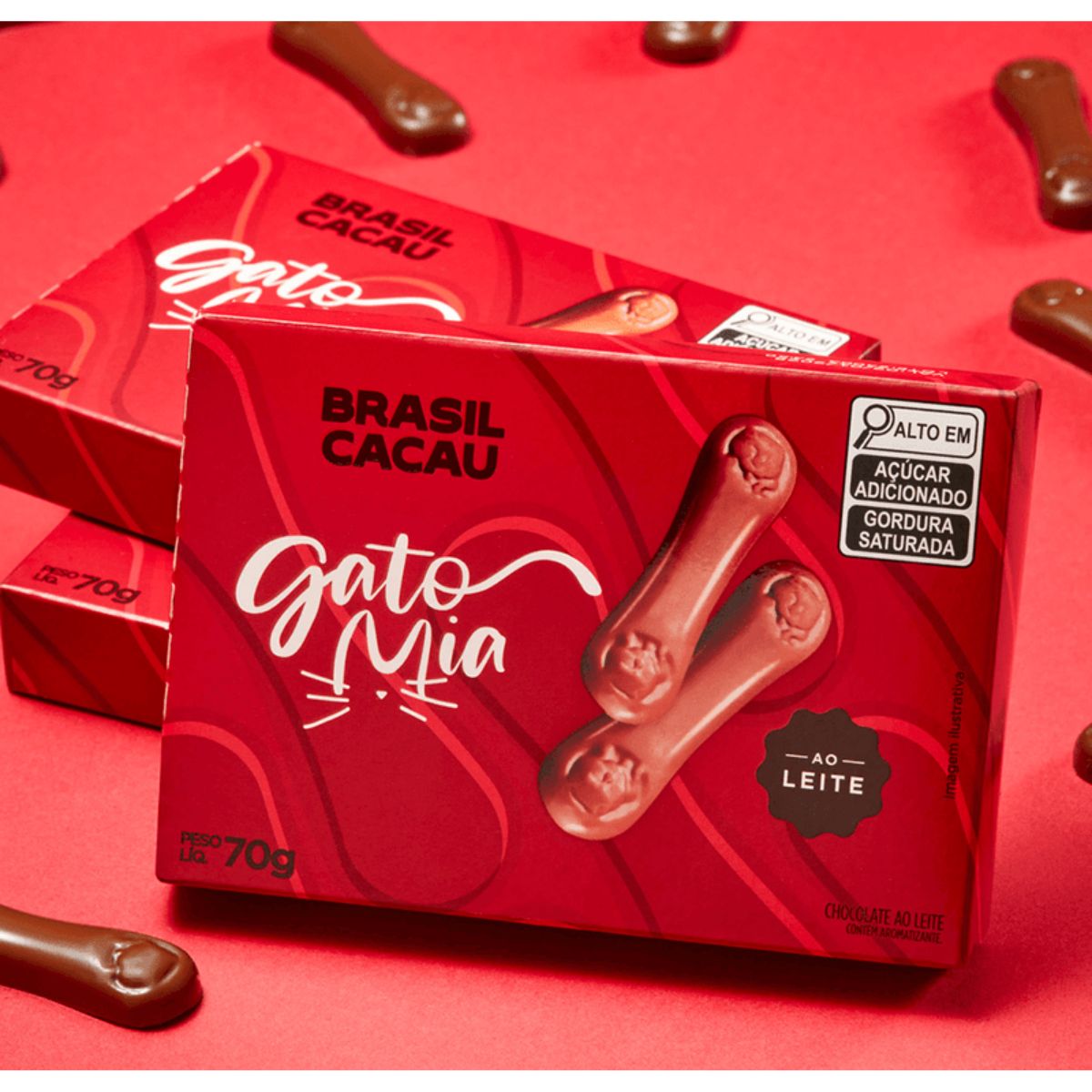 Chocolate Gato Mia 70g - Brasil Cacau, Ao Leite, Zero e Branco ...