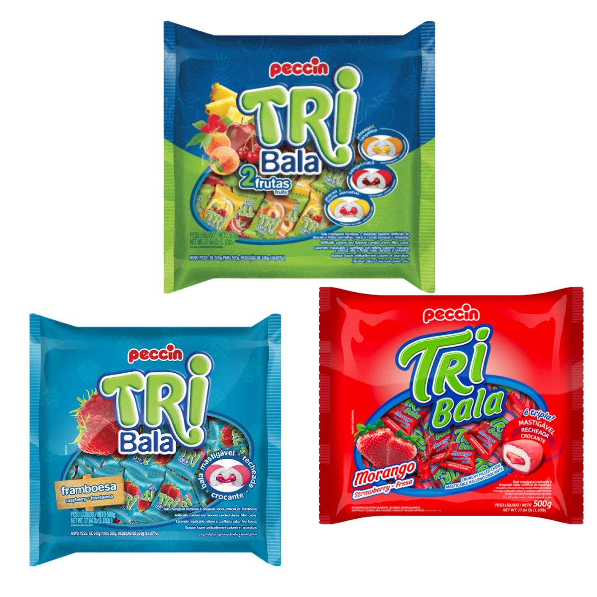 Kit 3 Pacotes de Bala Tribala 500g Peccin – Sabor e Diversão em Cada M ...