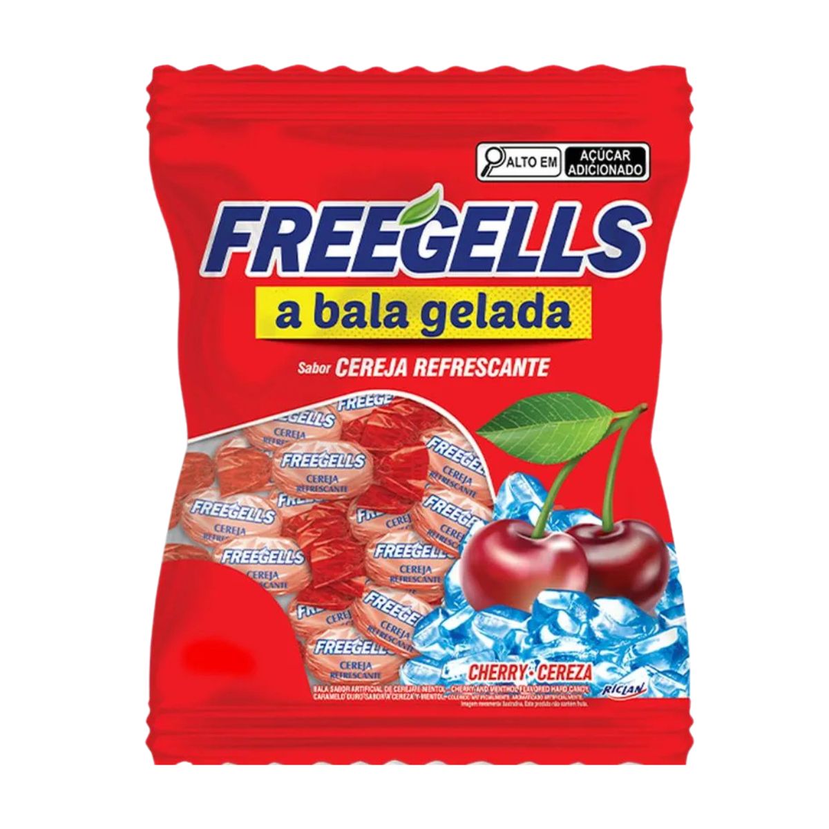 Kit Bala Dura Freegells Cereja Refrescante 475g com 12 Pacotes ...
