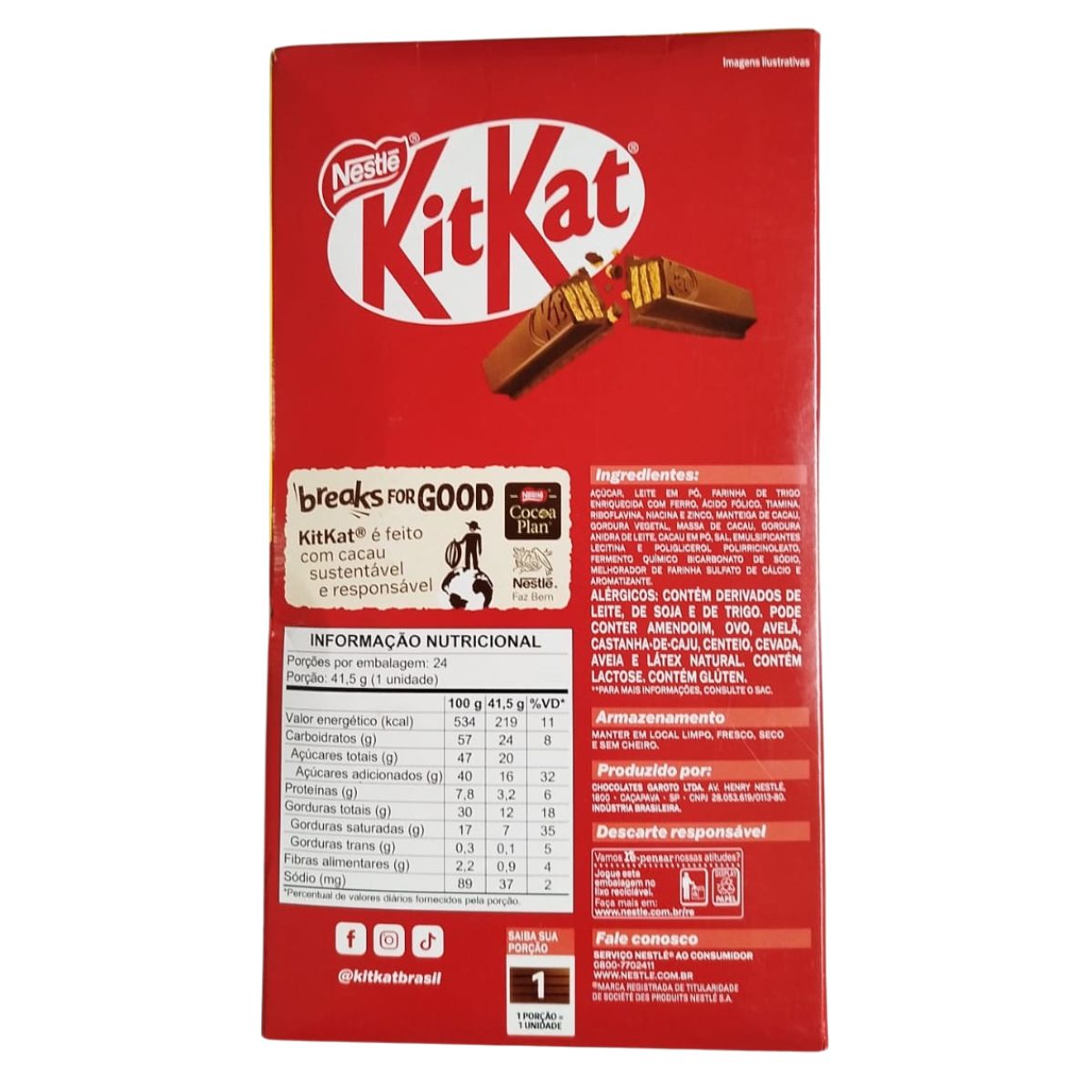 Kit Kat ao Leite 24 unidades de 41,5g 20% off - Nestlé - Mercadoce ...