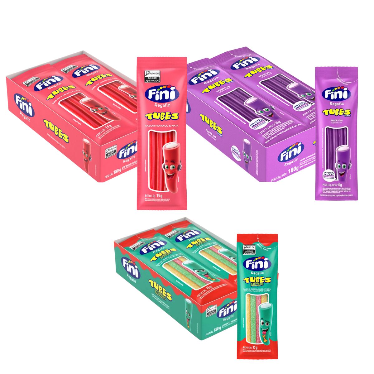Kit 60 Pacotinhos Fini 15g Sortidos – Tubes e Balas de Gelatina ...