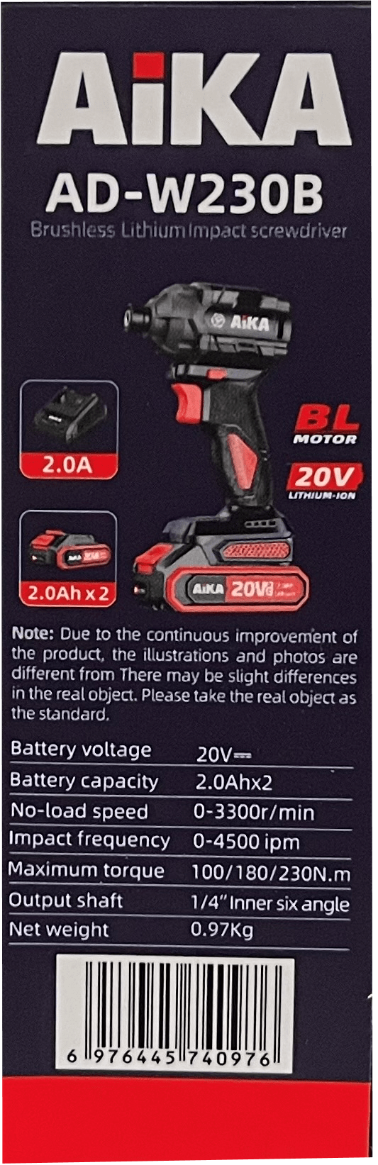 Parafusadeira AD-W230B 20V 230NM Aika (PRODUTO ORIGINAL) - Rotofer